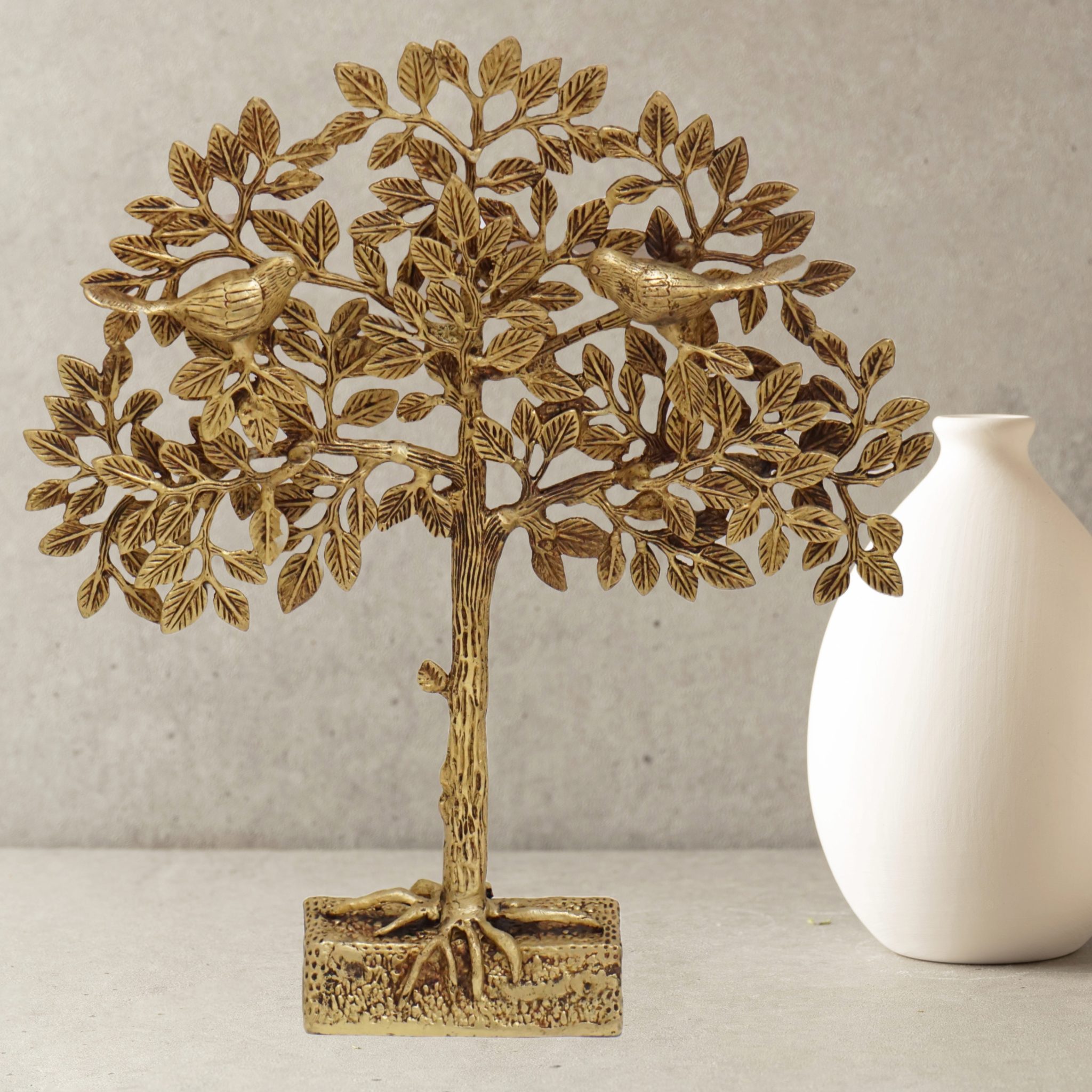 MohanJodero Brass Tree of Life/Kalpavriksha Tree of Wisdom in Antique ...