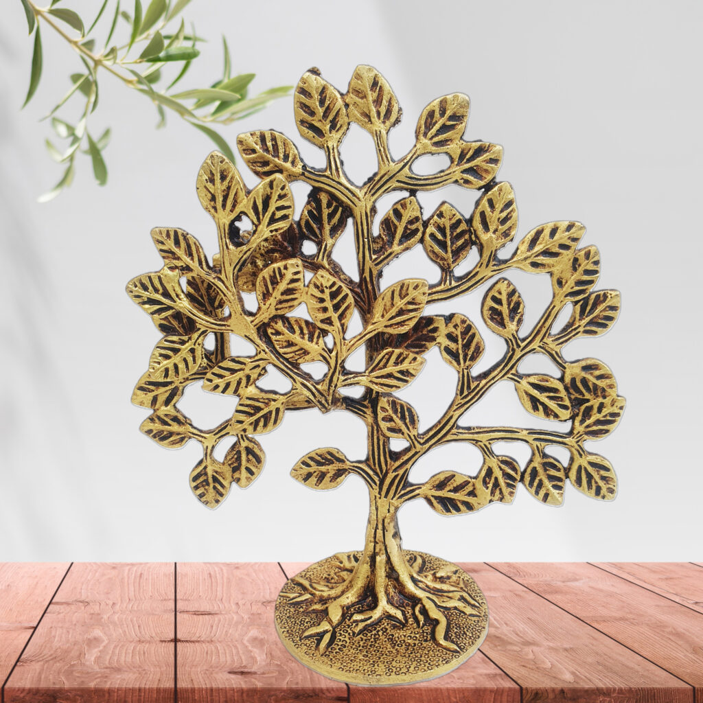 Brass Kalpavriksha Tree/Tree of Life in Antique Golden Finish , Height ...