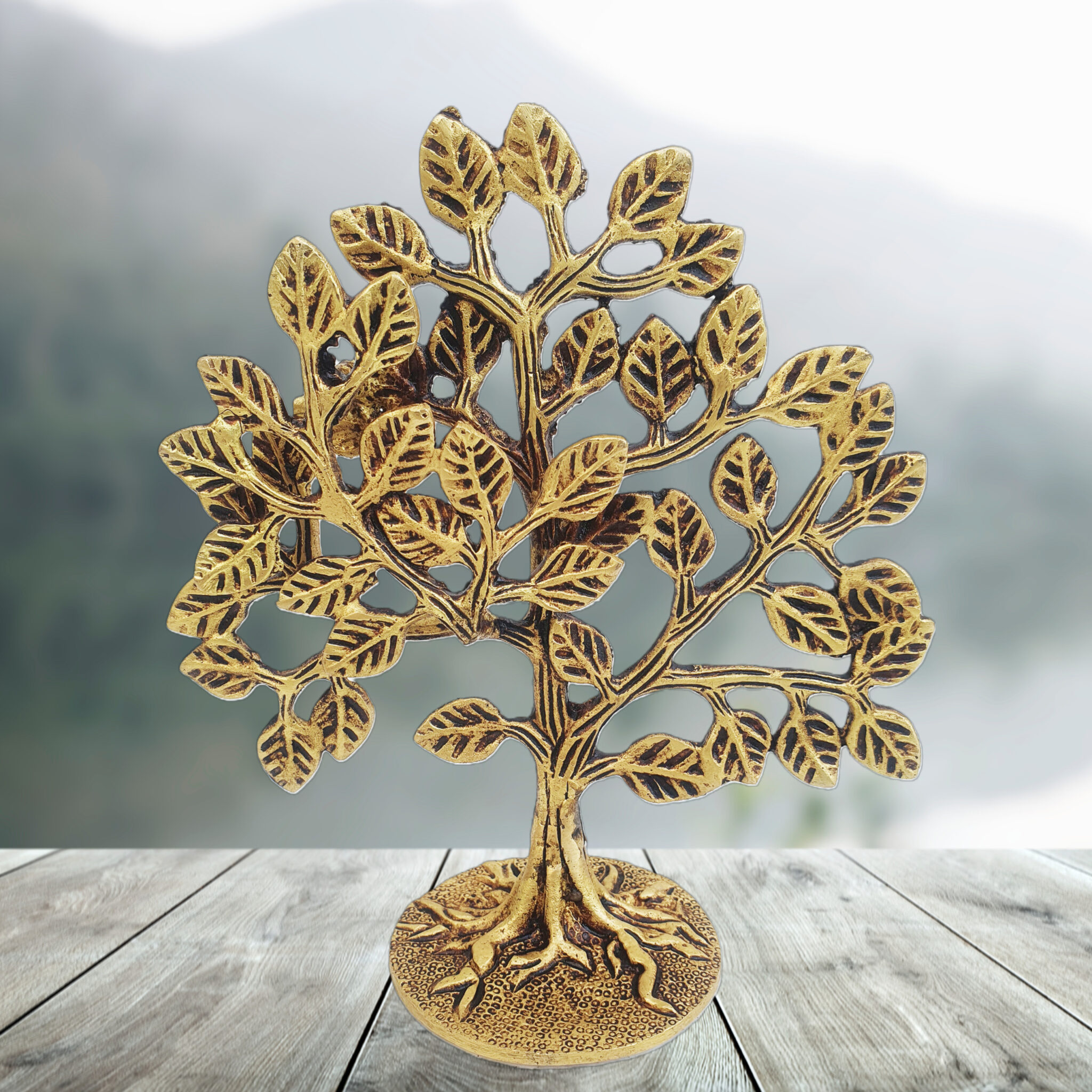 Brass Kalpavriksha Tree/Tree of Life in Antique Golden Finish , Height ...