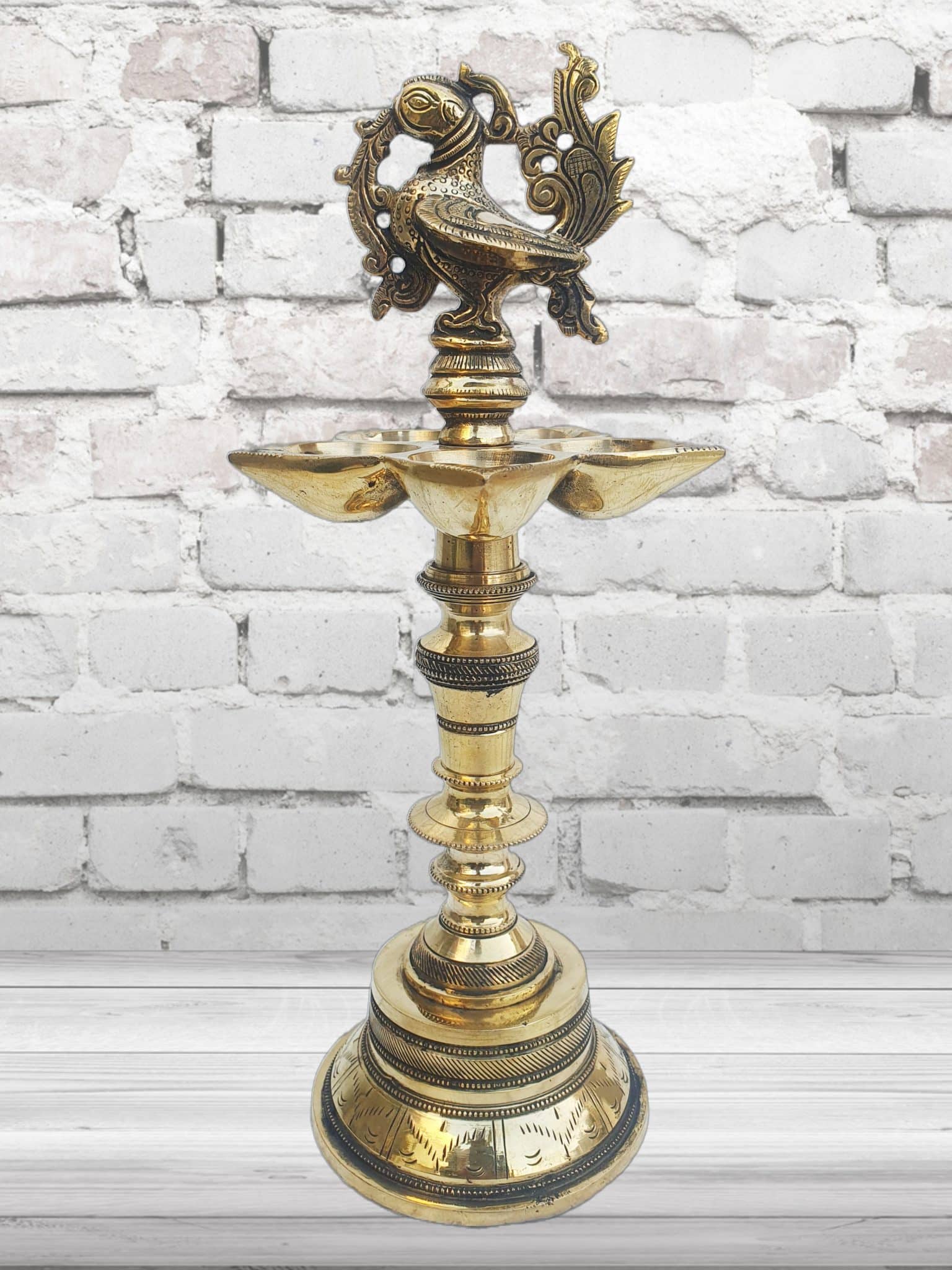 Brass Peacock Diya/ Lamp with multiple wicks