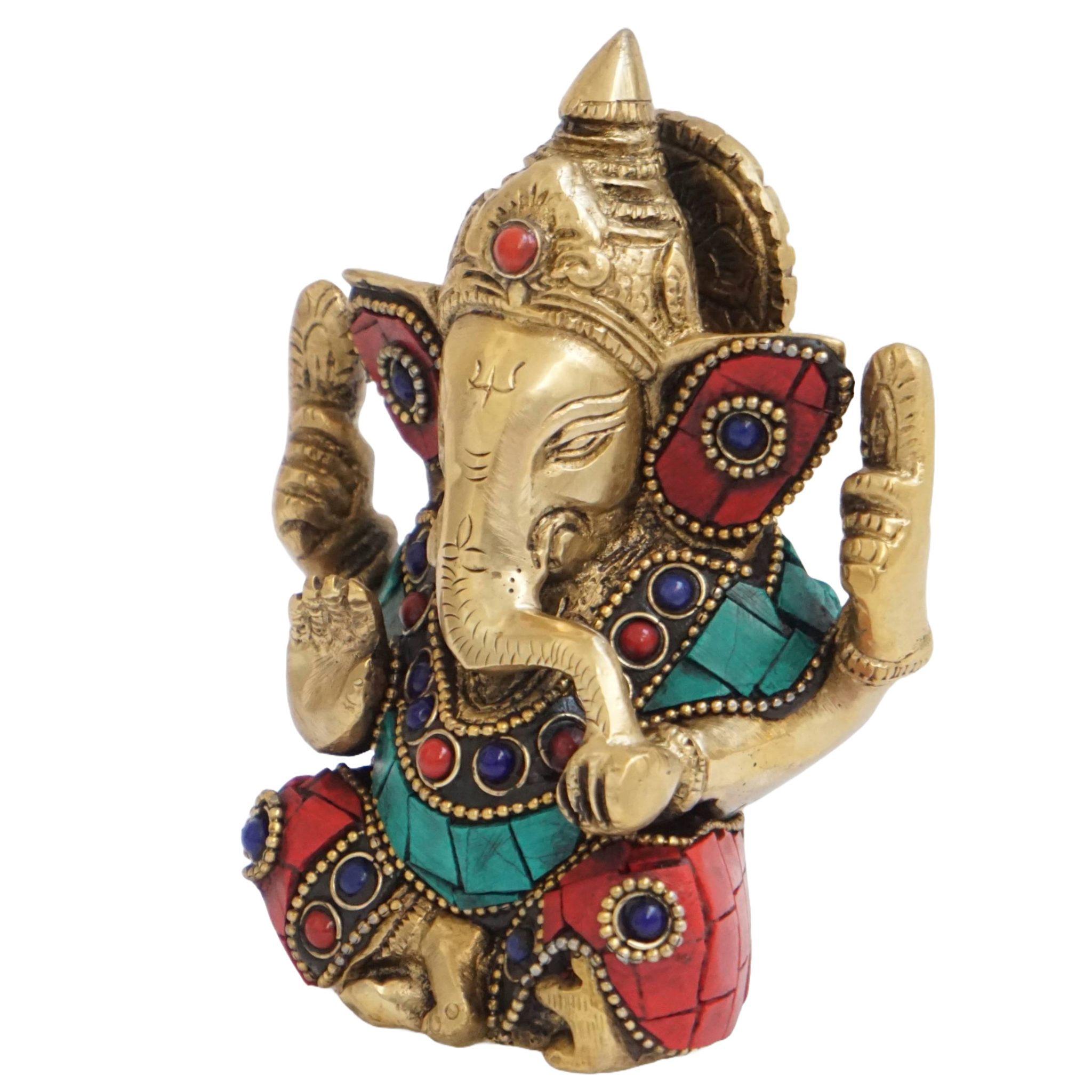Brass Taj Lord Ganesha Idol in Stonework Finish Blue - Buy Indian ...
